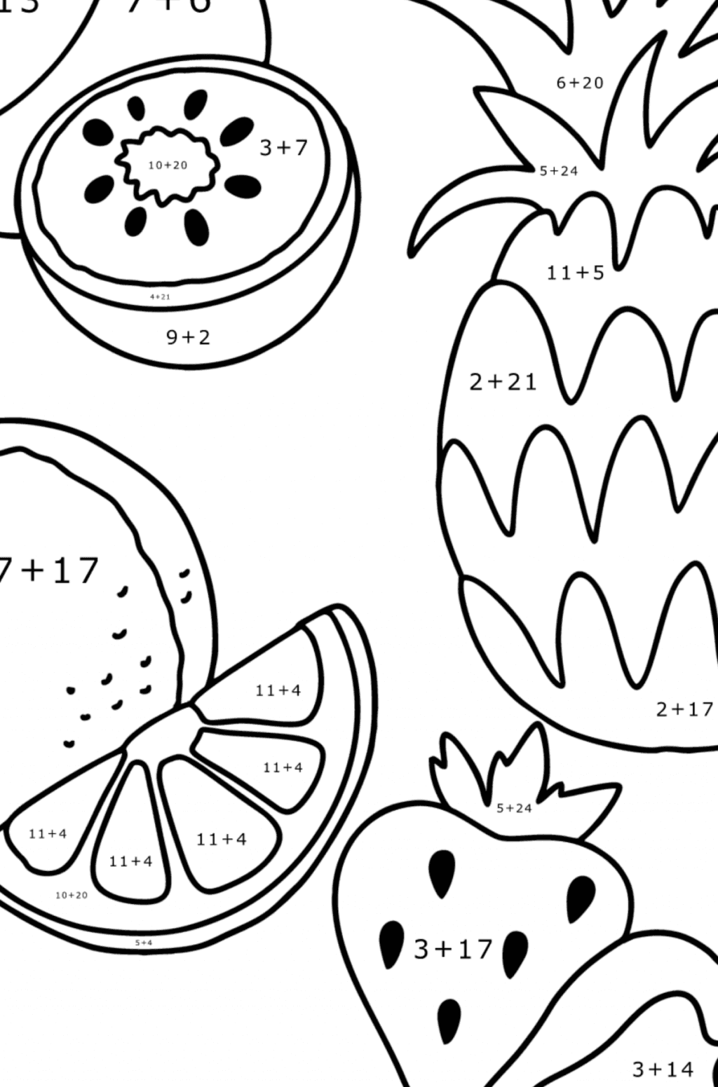 Coloriage Ensemble de fruits pour les enfants ♥ imprimer