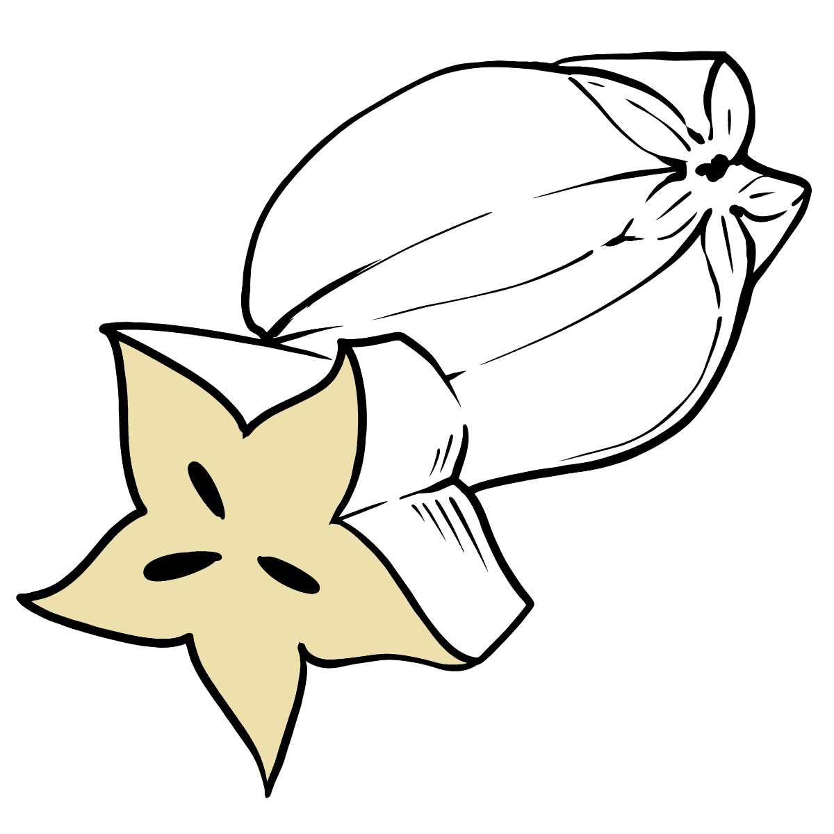 Star Fruit coloring page for kids ♥ Online and Print for Free!