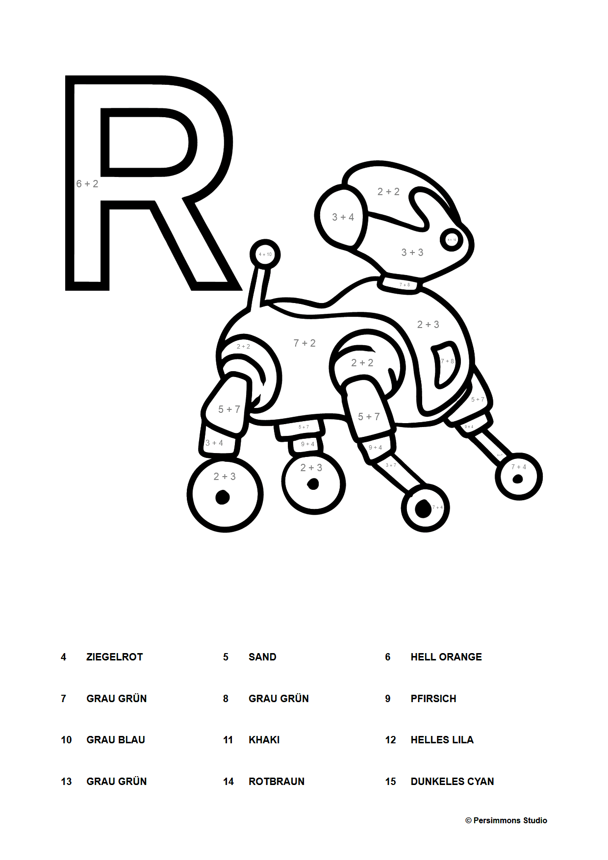 Ausmalbild Deutscher Buchstabe R ♥ Kostenlos online