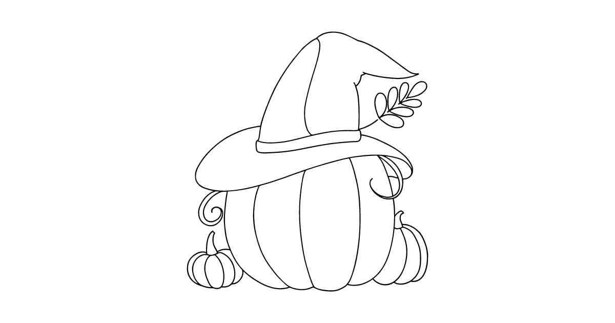 Pumpkin in a witchs hat сoloring page ♥ Online and Print for Free!