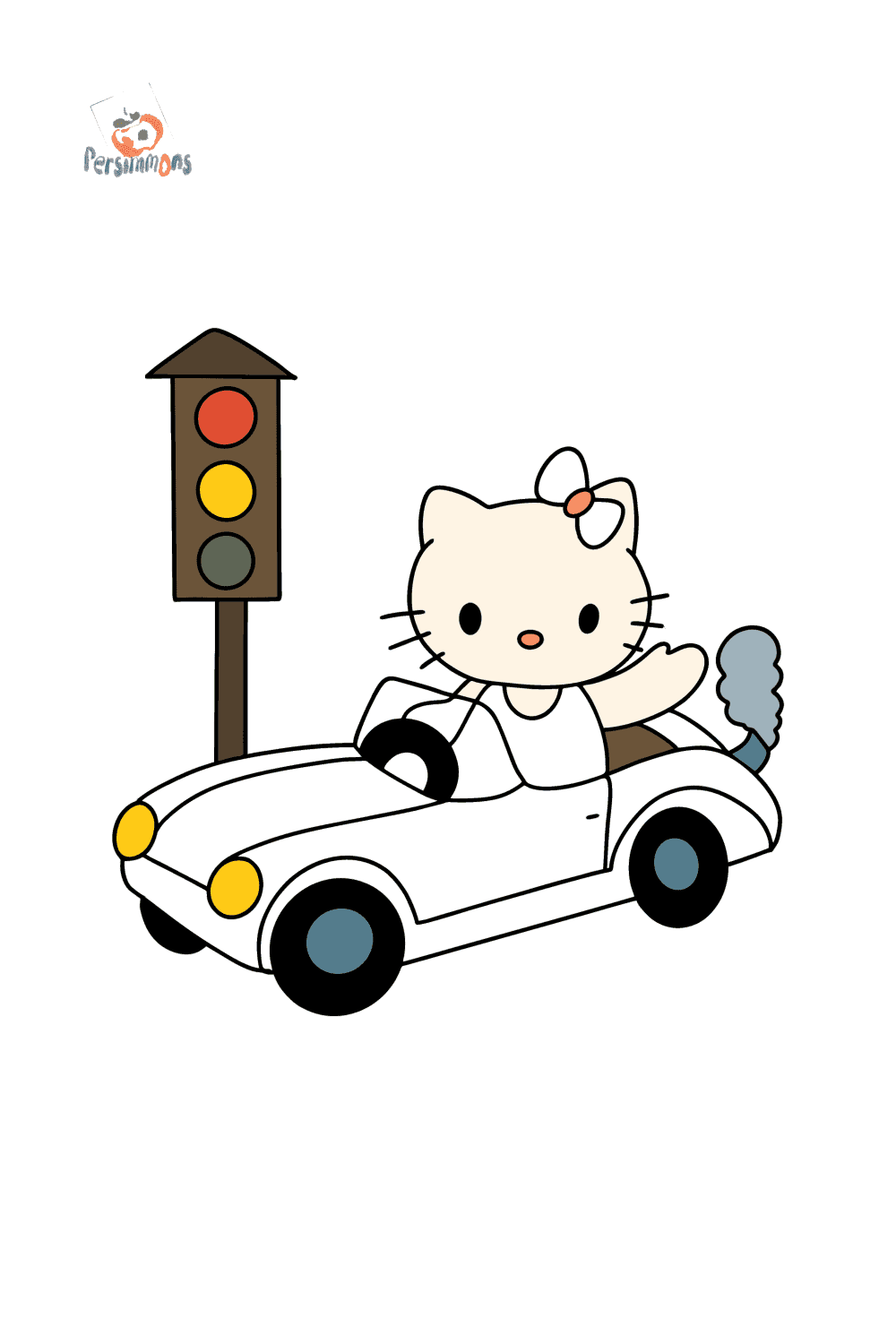 Hello Kitty by car coloring page ♥ Online and Print for Free!