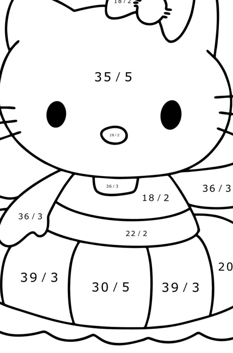 Hello Kitty swims coloring page ♥ Online and Print for Free!
