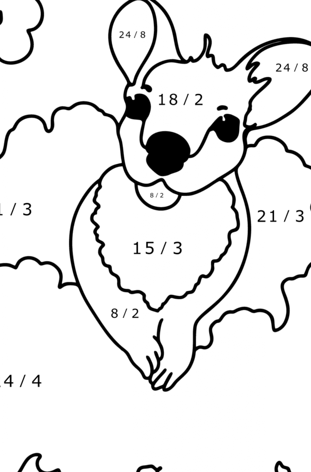 Simple Coloring page - Cartoon Baby Kangaroo ♥ Online and Print!