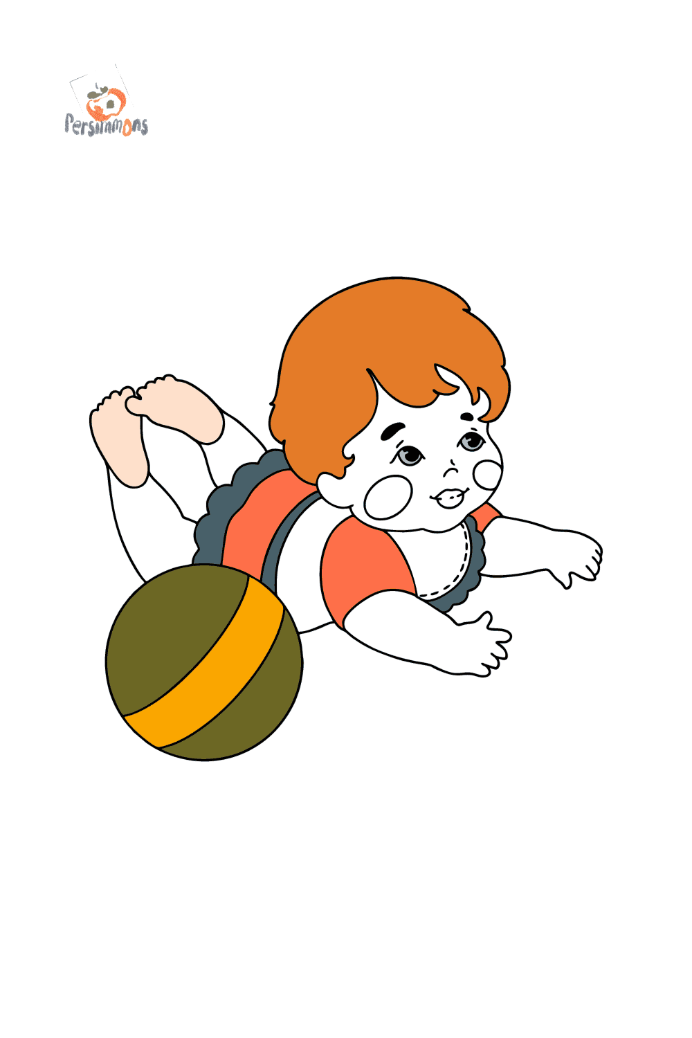 Tegning til farvning Baby med en bold ♥ Online og Print gratis!