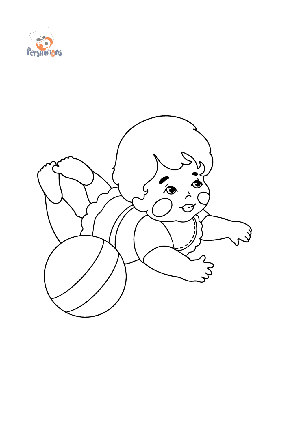 Boyama sayfası Bir top ile bebek | Coloring-for-Kids.com