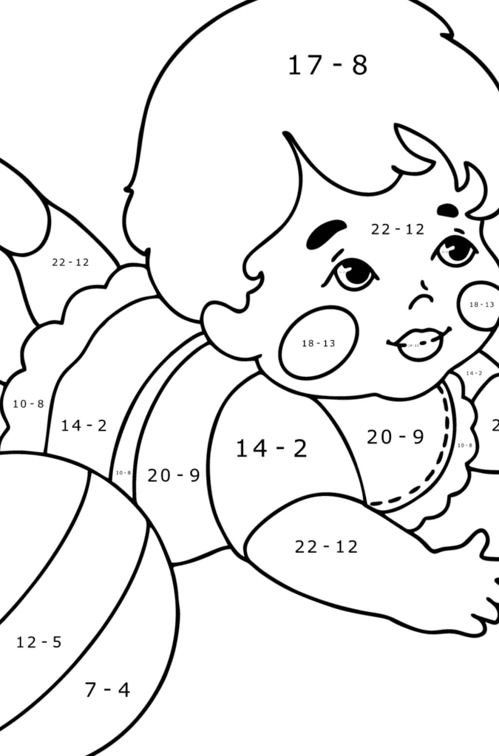 Boyama sayfası Bir top ile bebek | Coloring-for-Kids.com