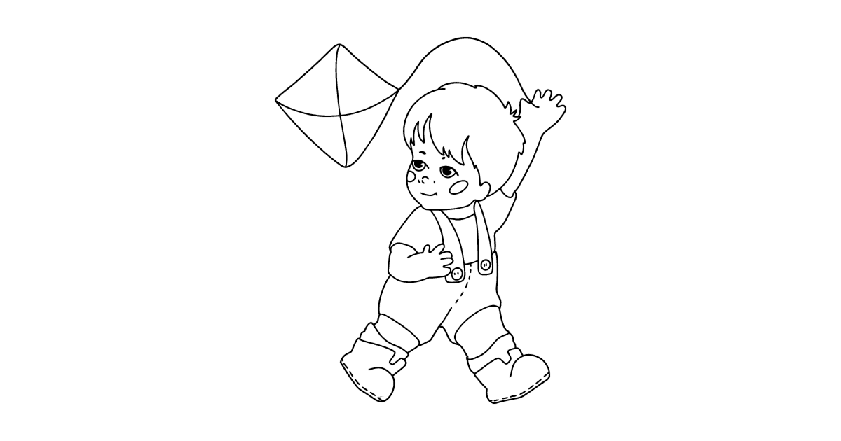 Desenho Menino e pipa para colorir | Coloring-for-Kids.com