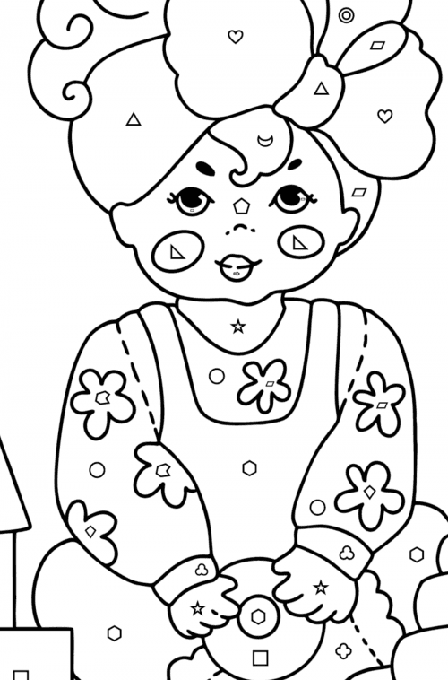 Little girl with a bow сoloring page ♥ Online and Print for Free!