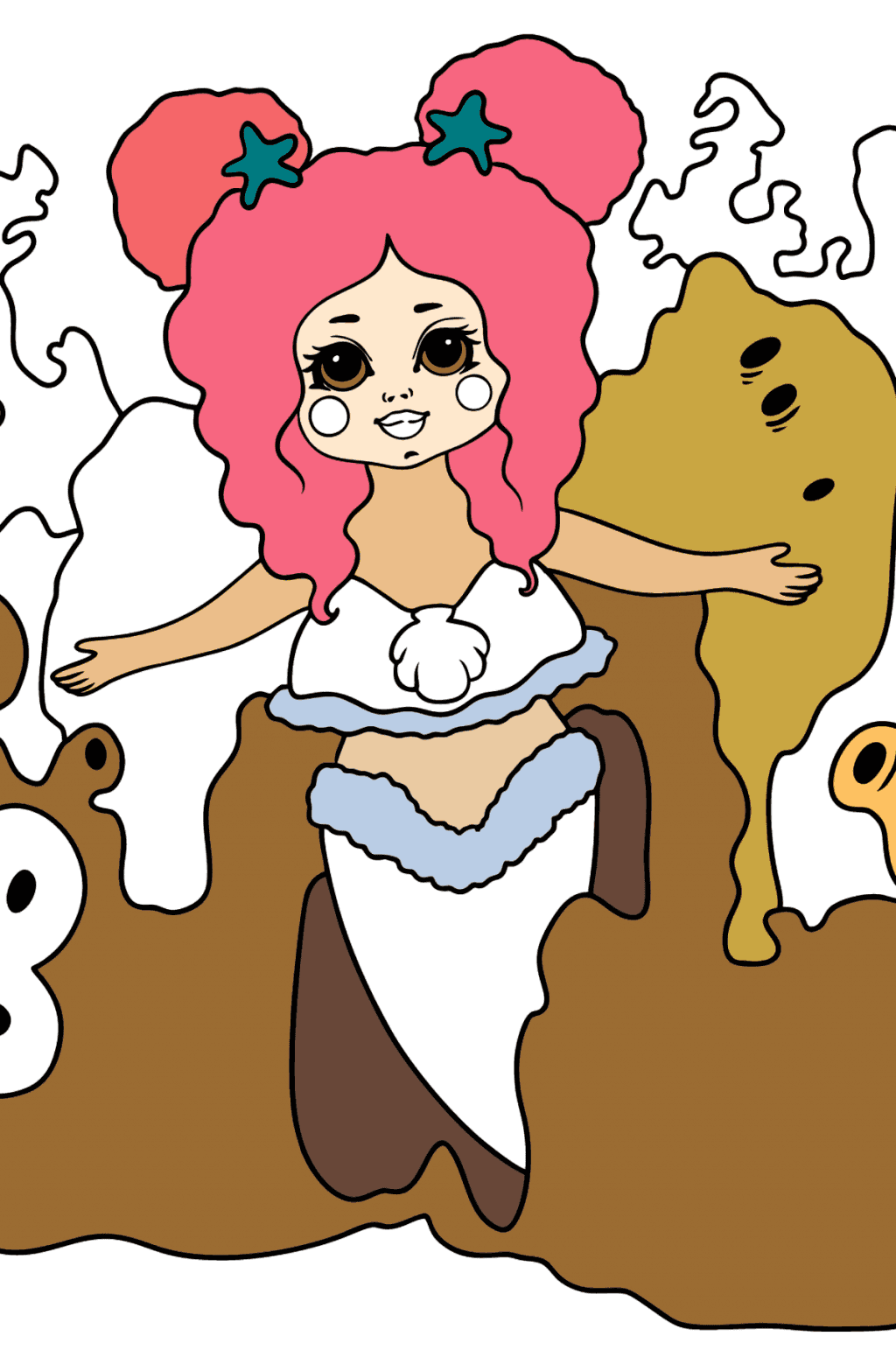 Mermaid with Yellow Tail coloring page ♥ Free!