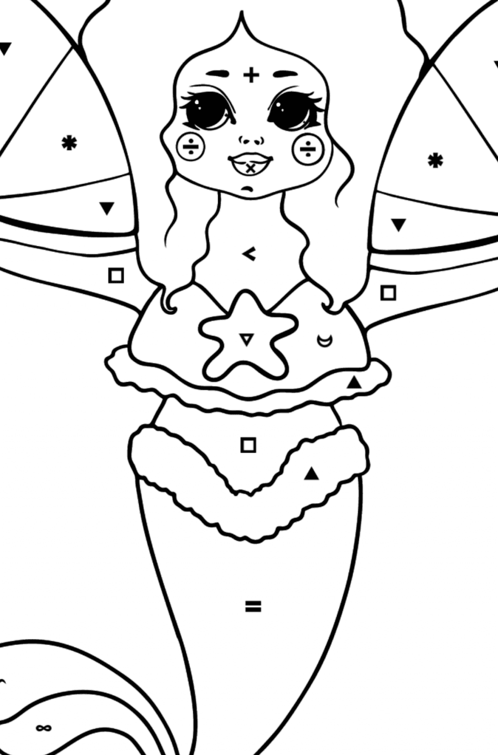 Boyama sayfası kızlar için sevimli deniz kızı | Coloring-for-Kids.com