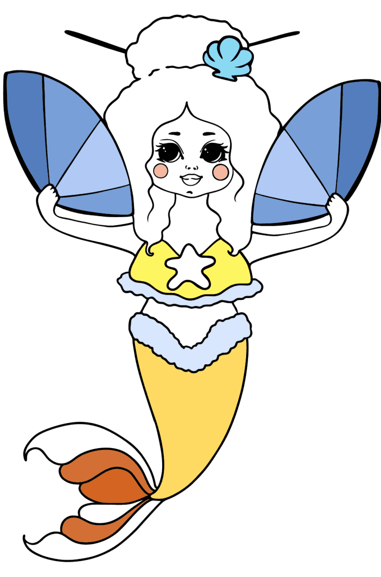Mermaid with Yellow Tail coloring page ♥ Free!
