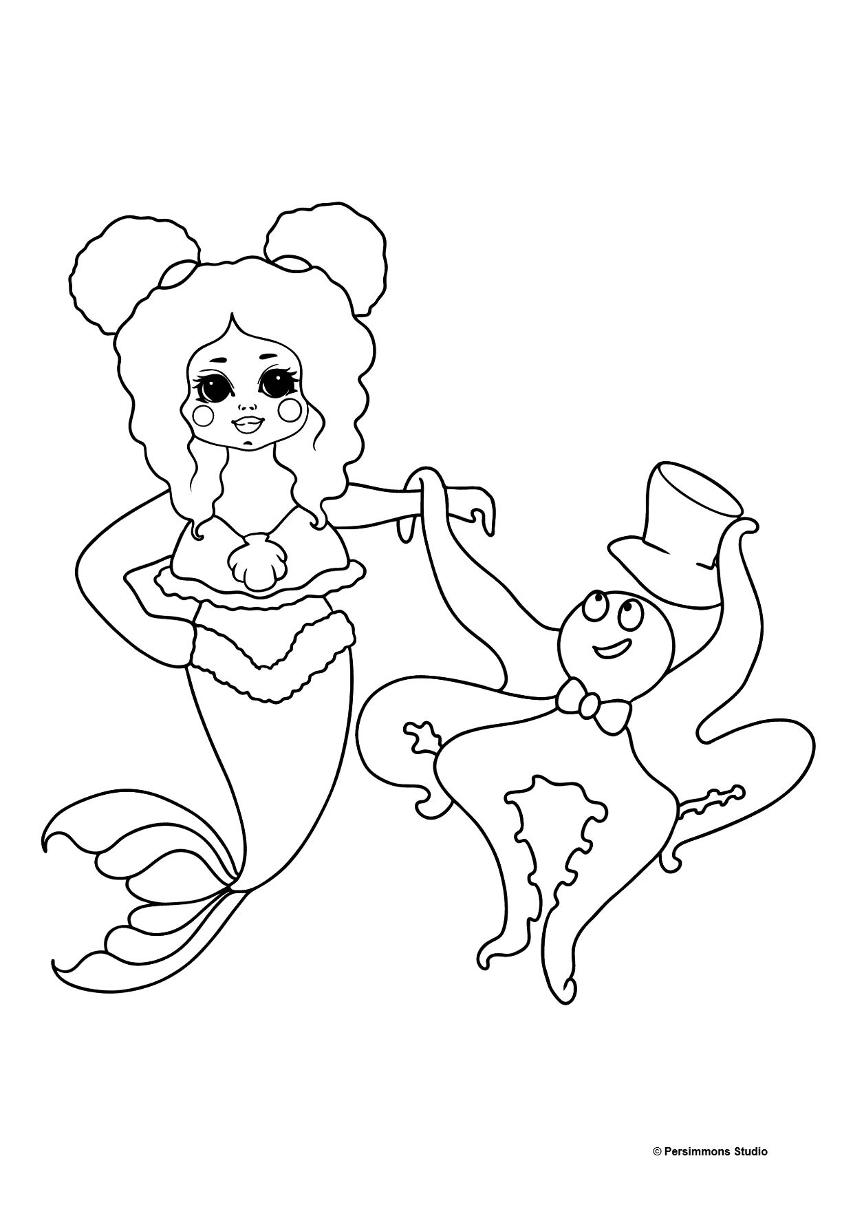 Mermaid and Octopus coloring page ♥ Print for Free!