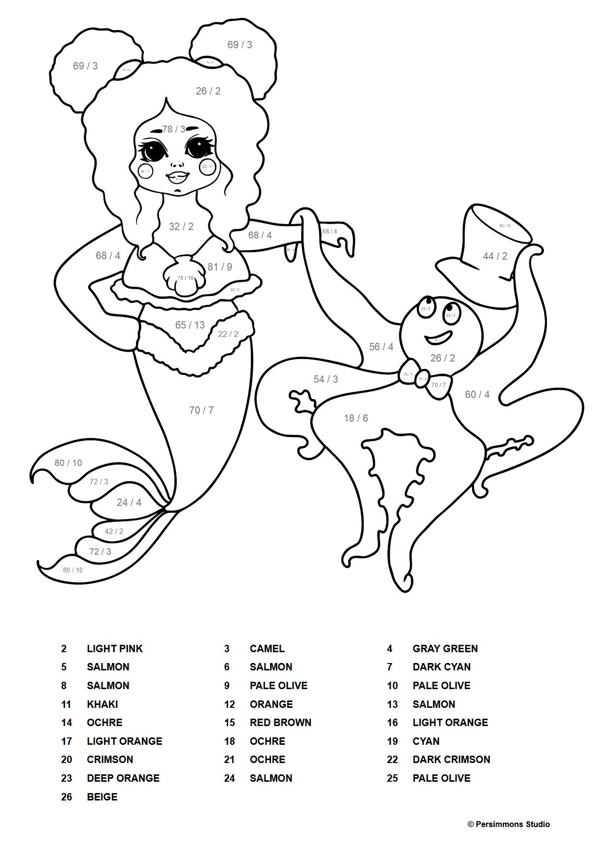 Mermaid and Octopus coloring page ♥ Print for Free!