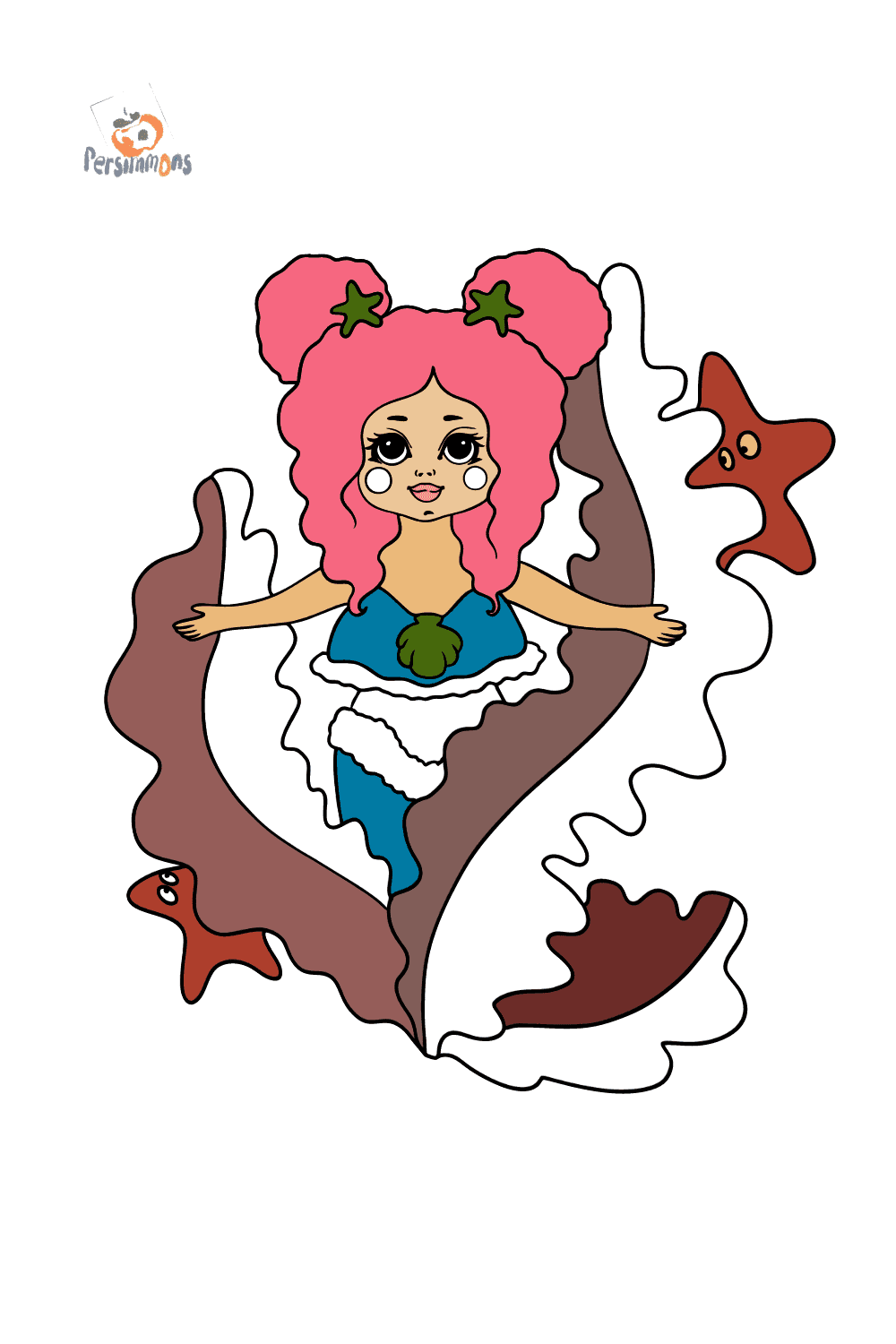 Mermaid and Red Algae coloring page ♥ Free!