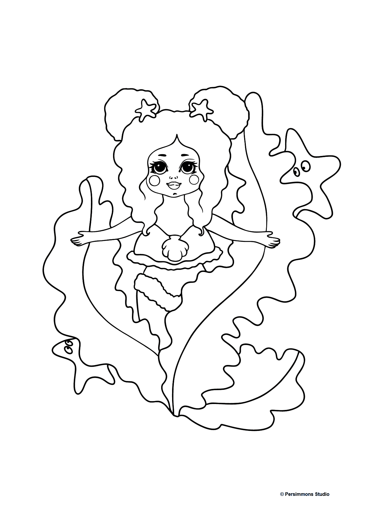 Mermaid and Red Algae coloring page ♥ Free!