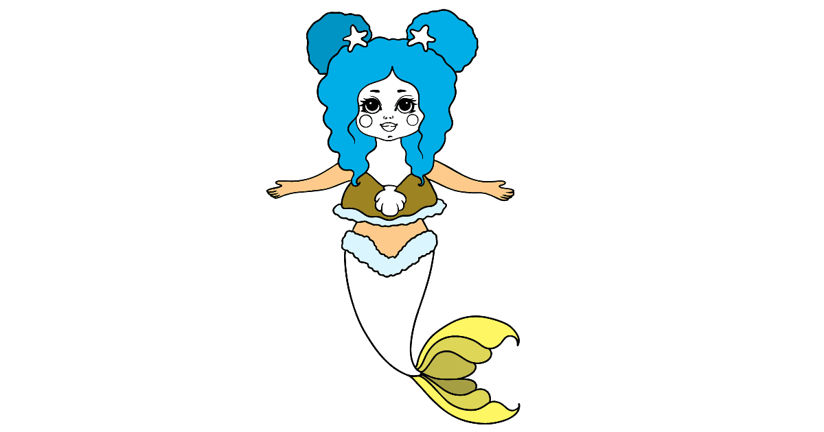 Mermaid with Yellow Tail coloring page ♥ Free!