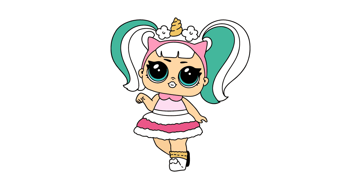 Tegning til farvning LOL Surprise Unicorn ♥ Online og Print