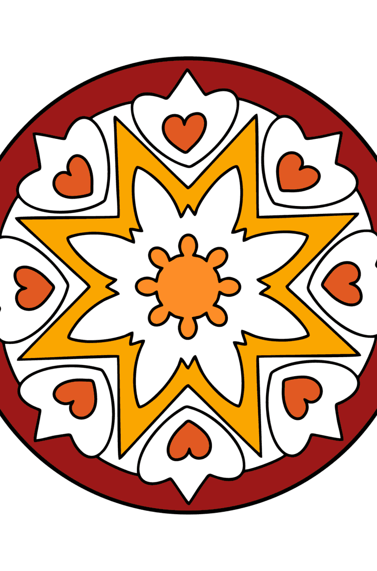 Mandala coloring page - 4 elements ♥ Online and Print for Free!