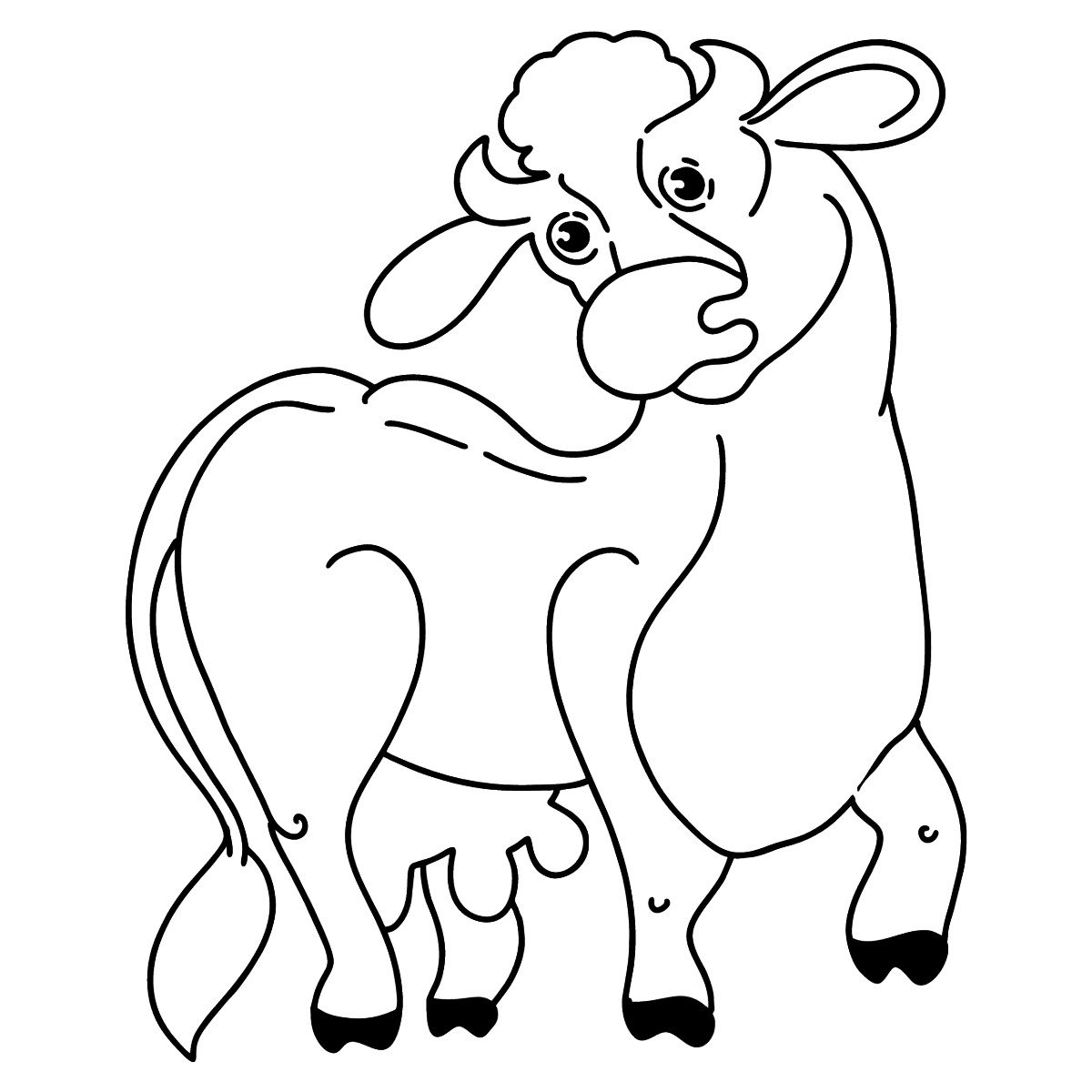 Tegning til farvning kæledyr ko - Online og Print gratis!