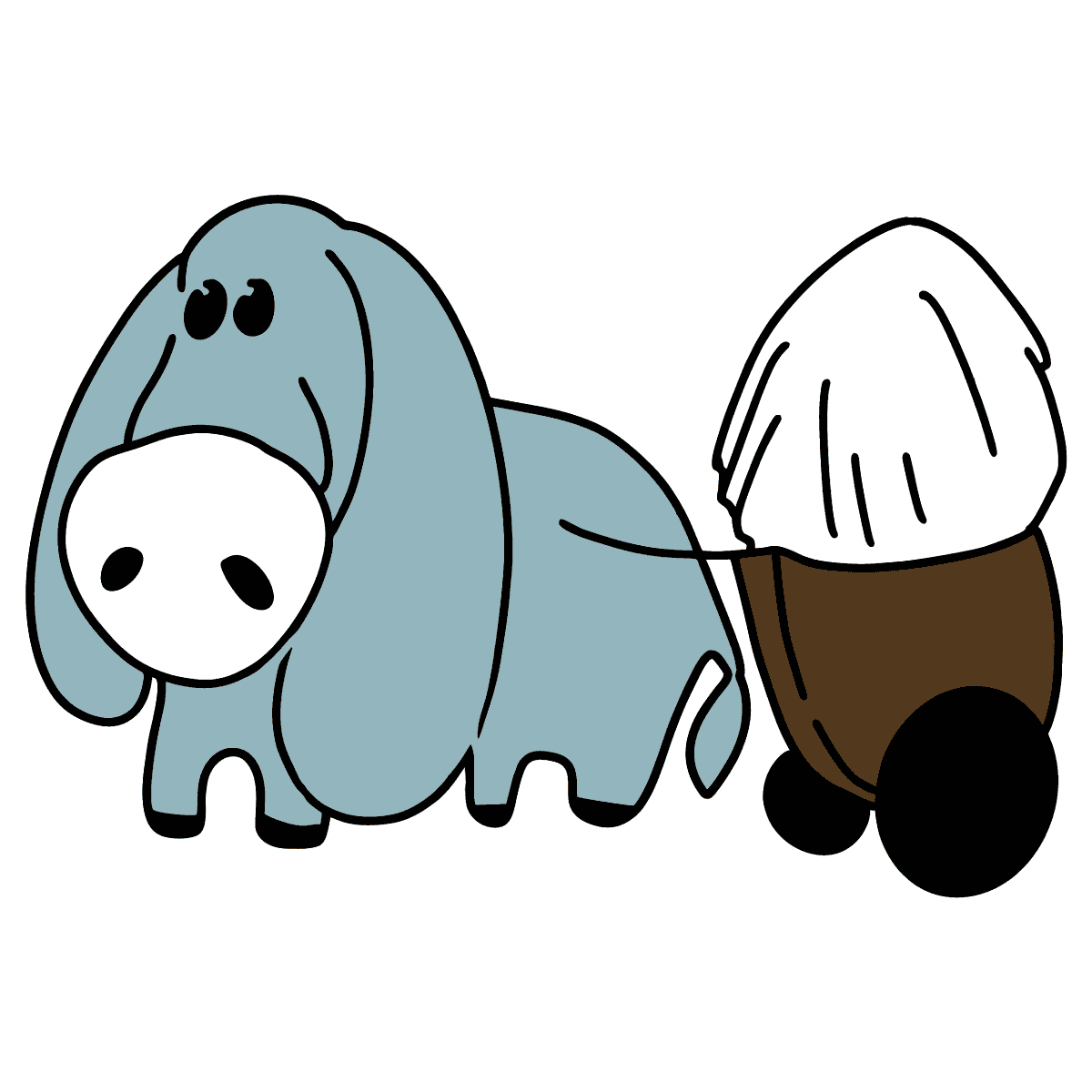 Desen de colorat magar cu caruta cu fan ♥ Online și Imprimați