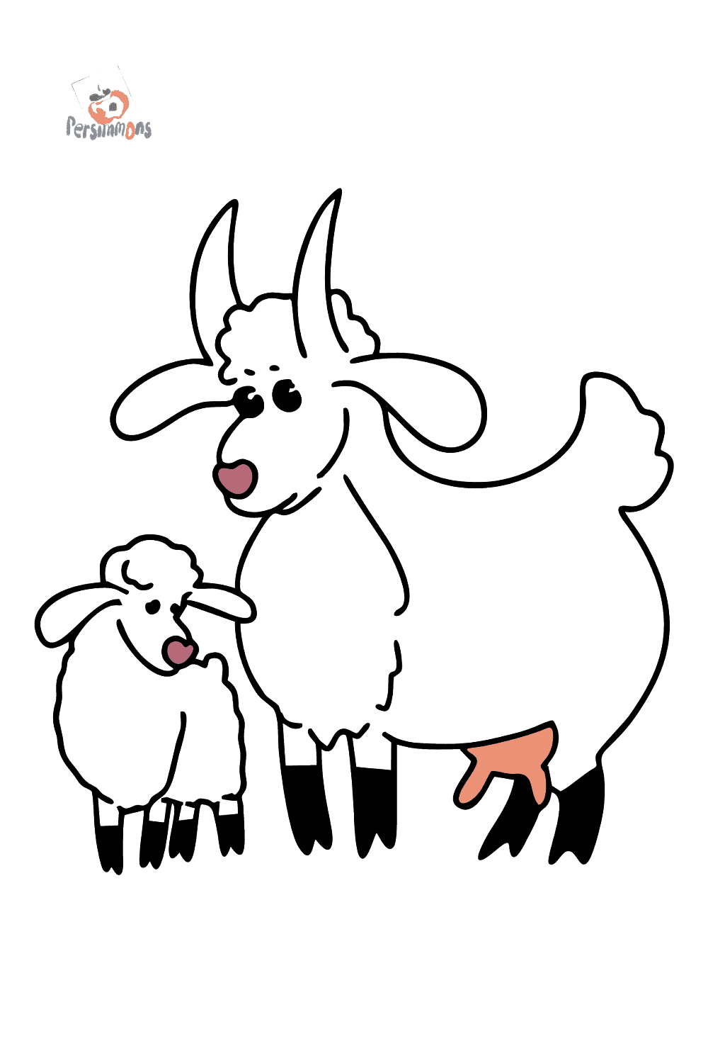 Mewarnai gambar kambing dan anak - Online dan Cetak Gratis!