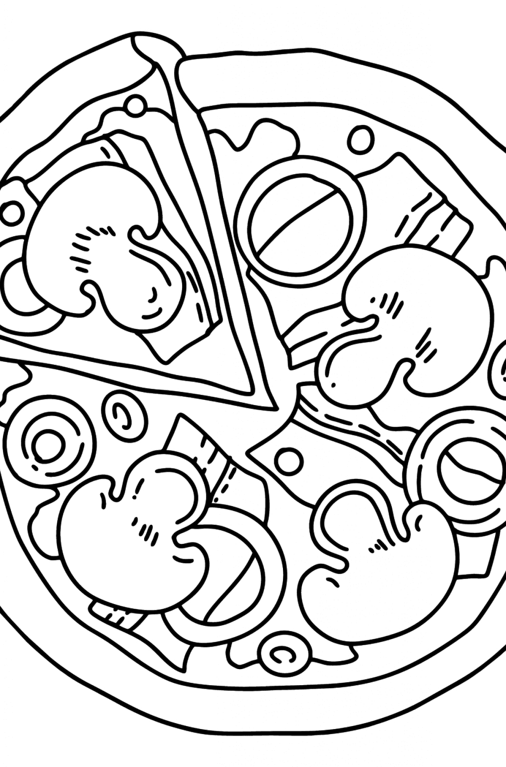 Dibujo de Pizza para colorear ♥ Imprime y Colorea en Línea Gratis