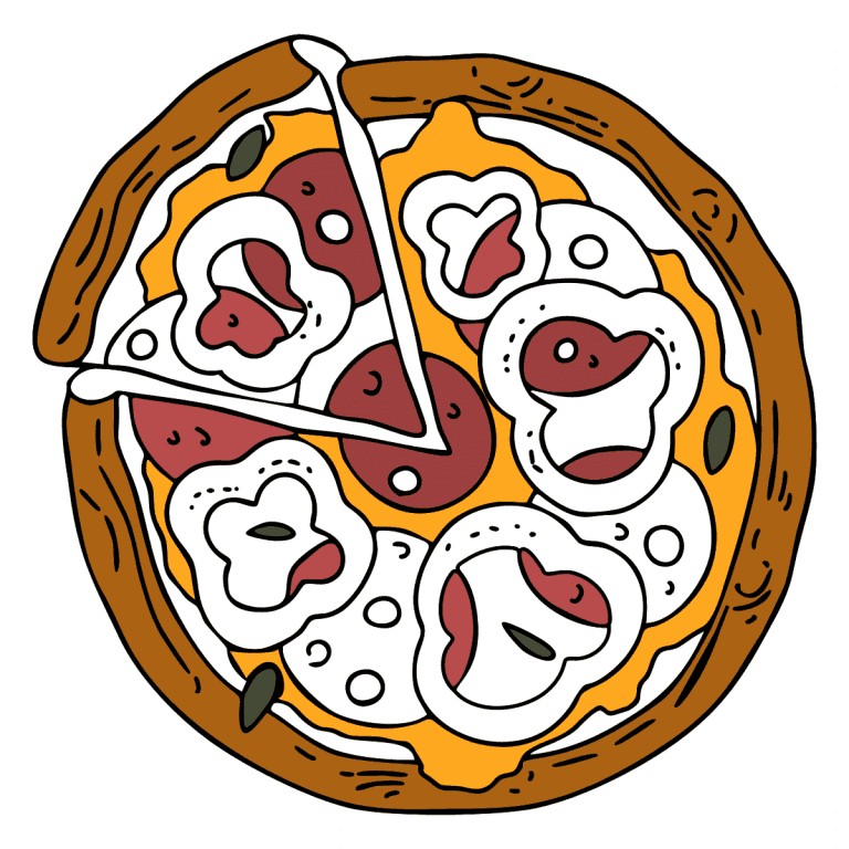 Desene de colorat Pizza ♥ Descărcați, imprimați, online!