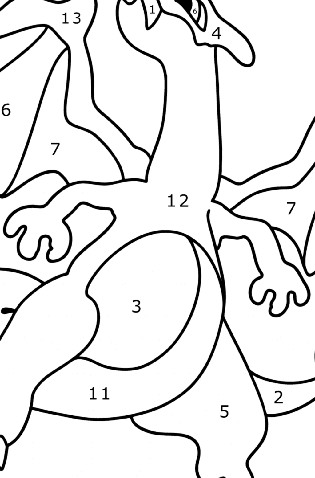 Mewarnai gambar Pokémon Go Charizard - Online dan Cetak Gratis!