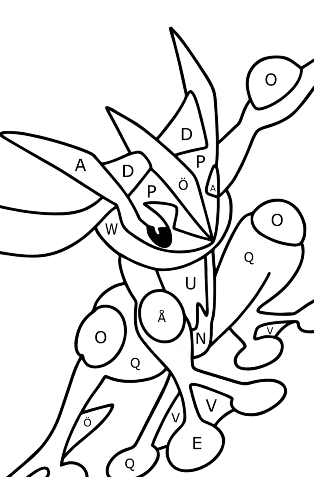 Målarbild Pokémon Go Greninja | Coloring-for-Kids.com