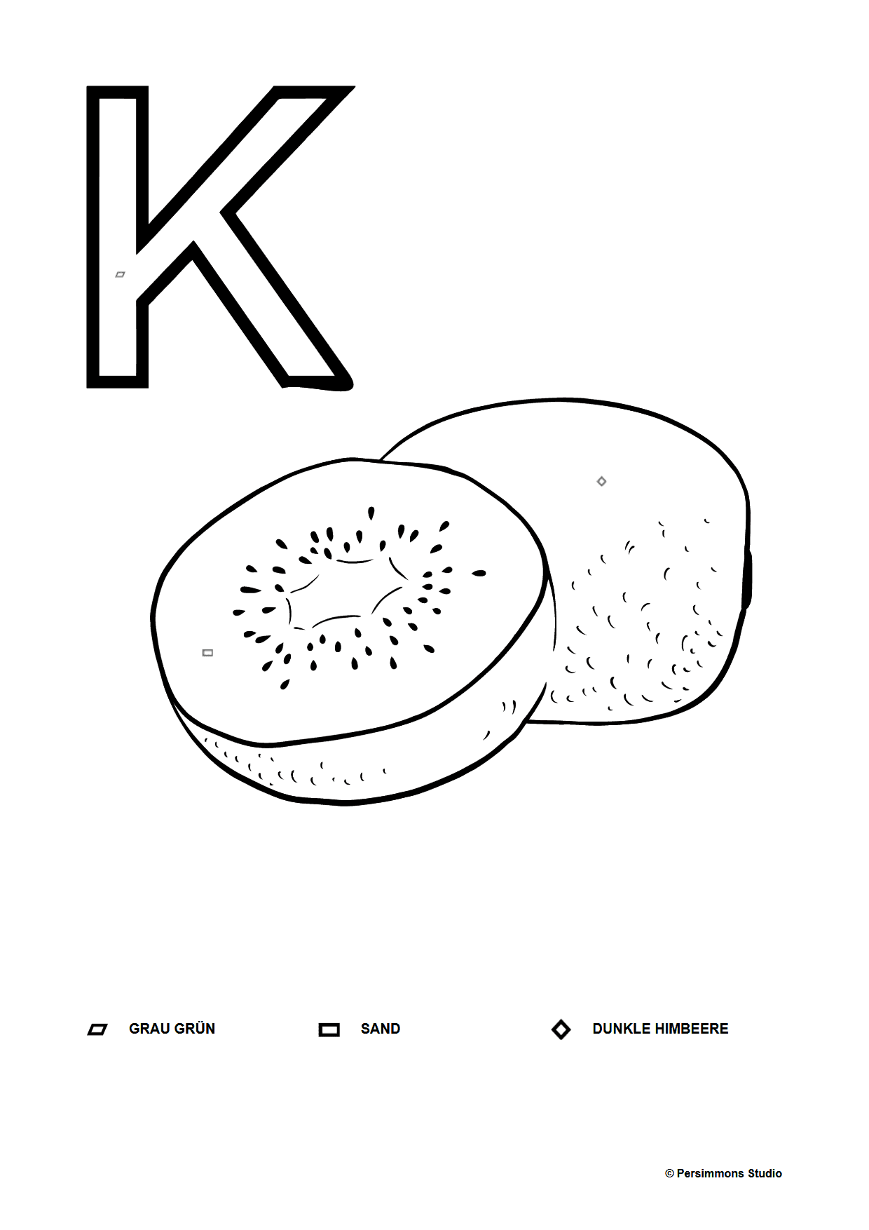 Ausmalbild Portugiesischer Buchstabe K ♥ Kostenlos online