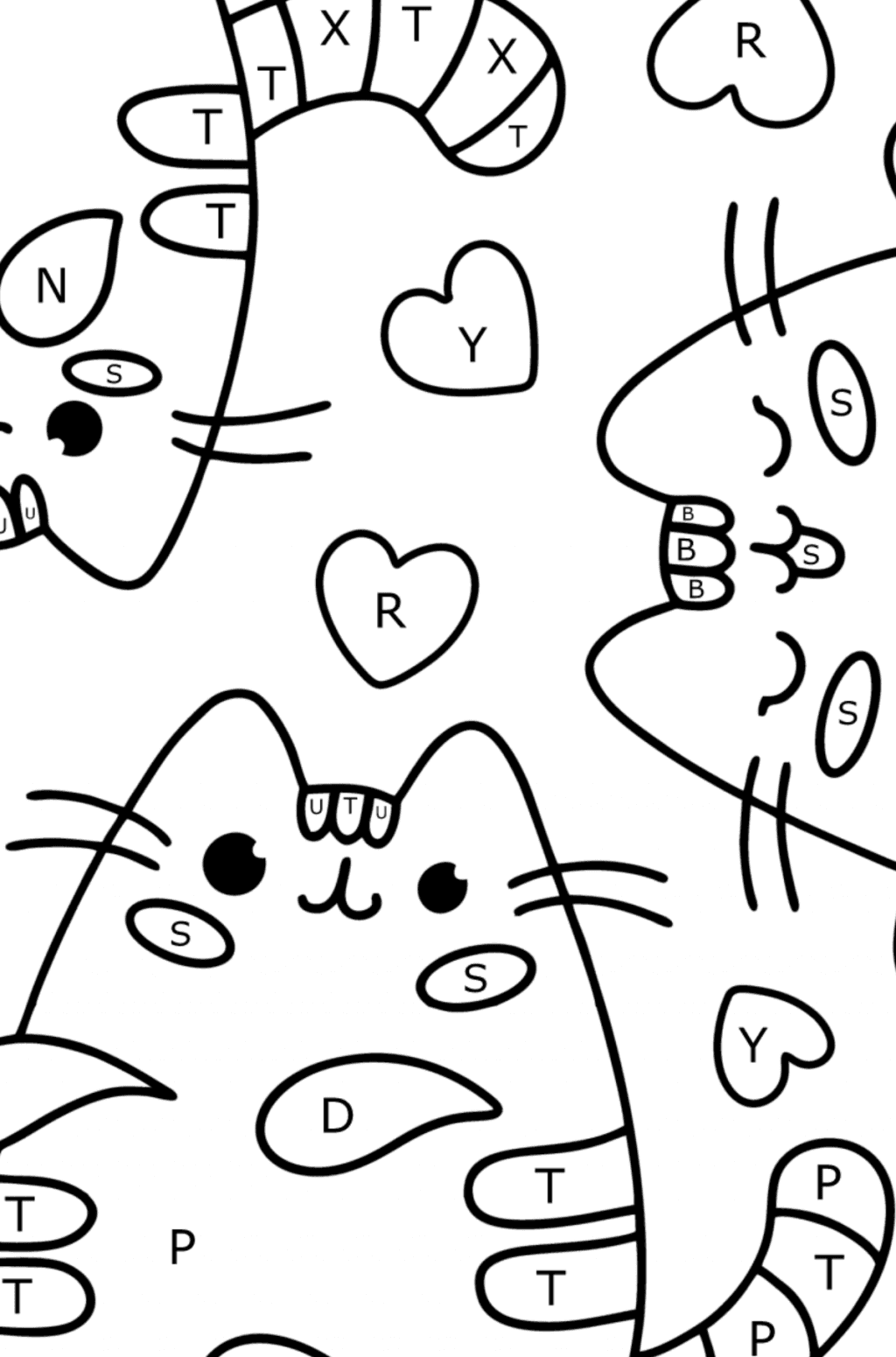 Pusheen cats сoloring page ♥ Online and Print for Free!