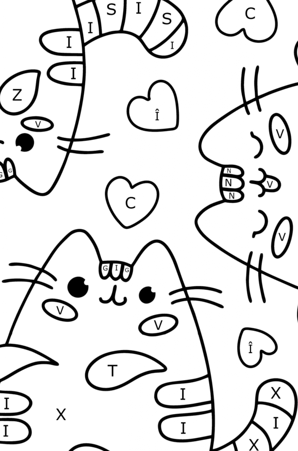 Desen de colorat Pisici Pusheen | Coloring-for-Kids.com