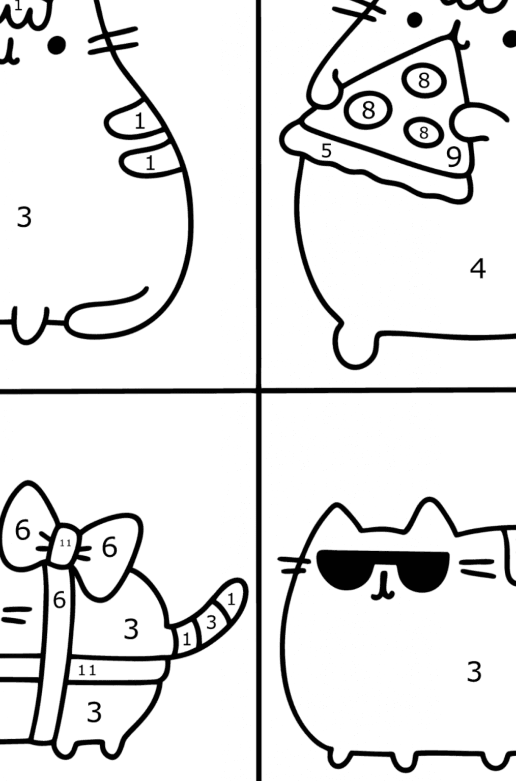 Omalovánka Pusheen Mix ♥ Stáhnout, vytisknout, online!