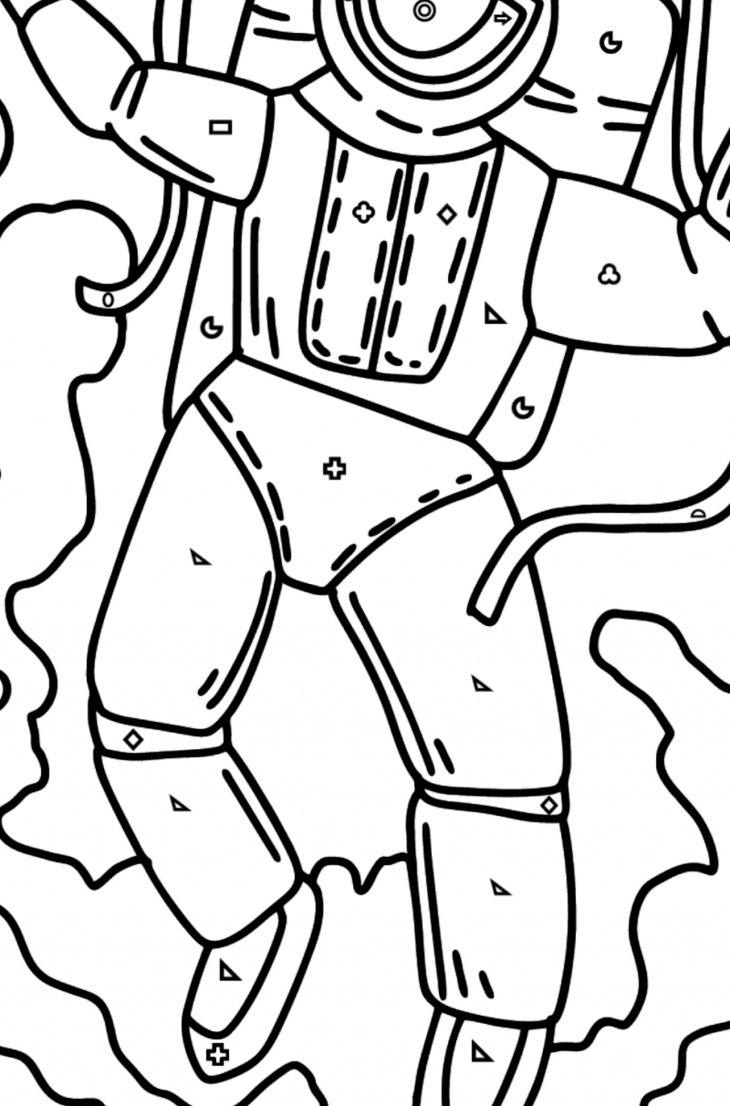 Mewarnai gambar astronot di luar angkasa - Online dan Cetak Gratis!