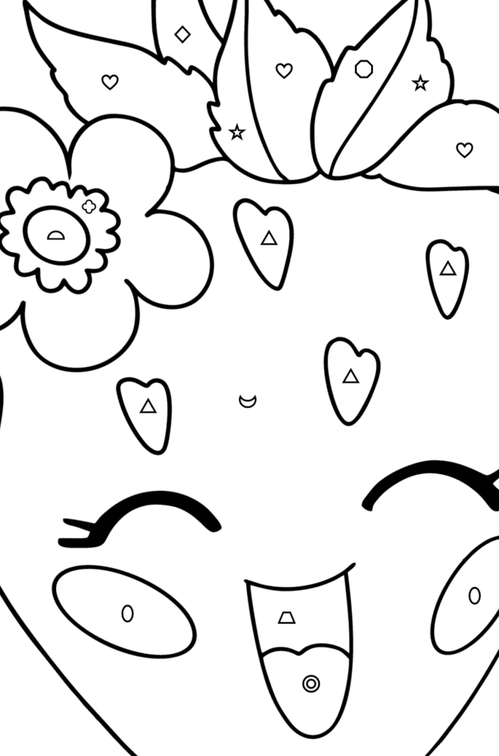 Vrolijke aardbei kleurplaat - Online en uitprinten is gratis!