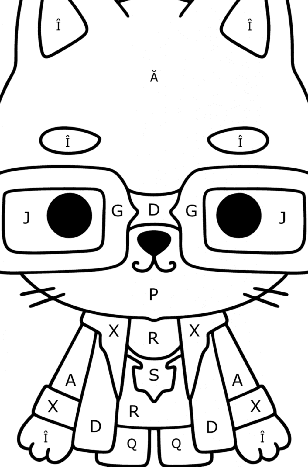 Desen de colorat Toca Boca pisica cu ochelari | Coloring-for-Kids.com