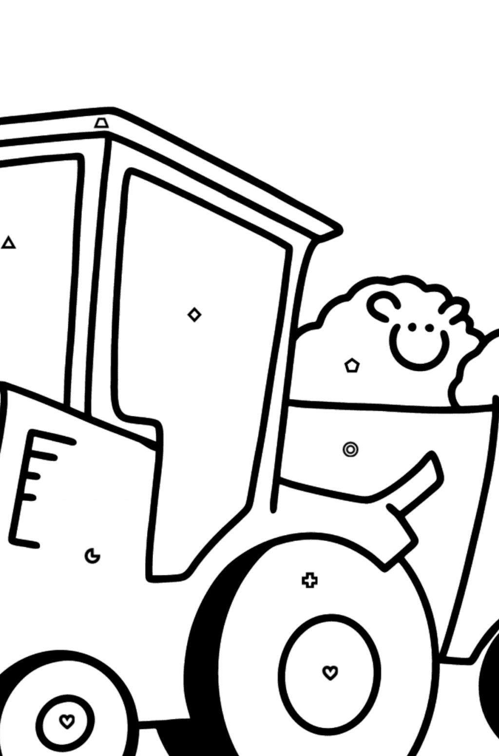 Tegning til farvning traktor med fårevogn ♥ Online og Print gratis!