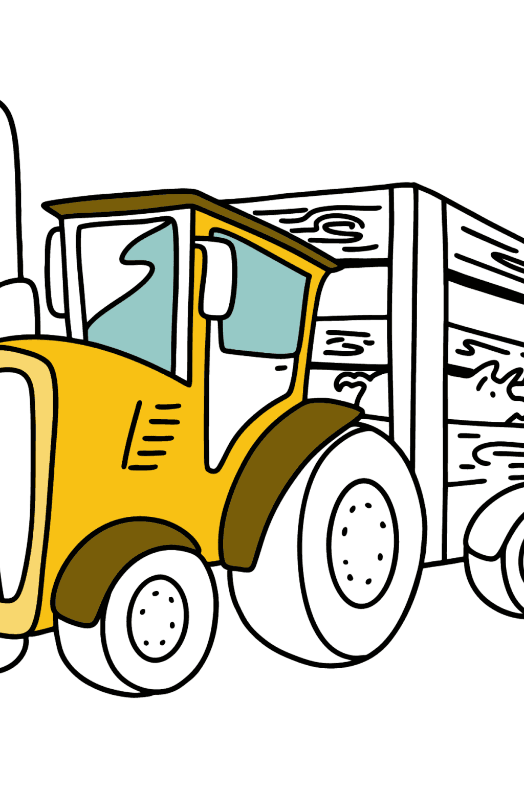 Desen de colorat tractor cu remorca ♥ Online și Imprimați Gratuit!