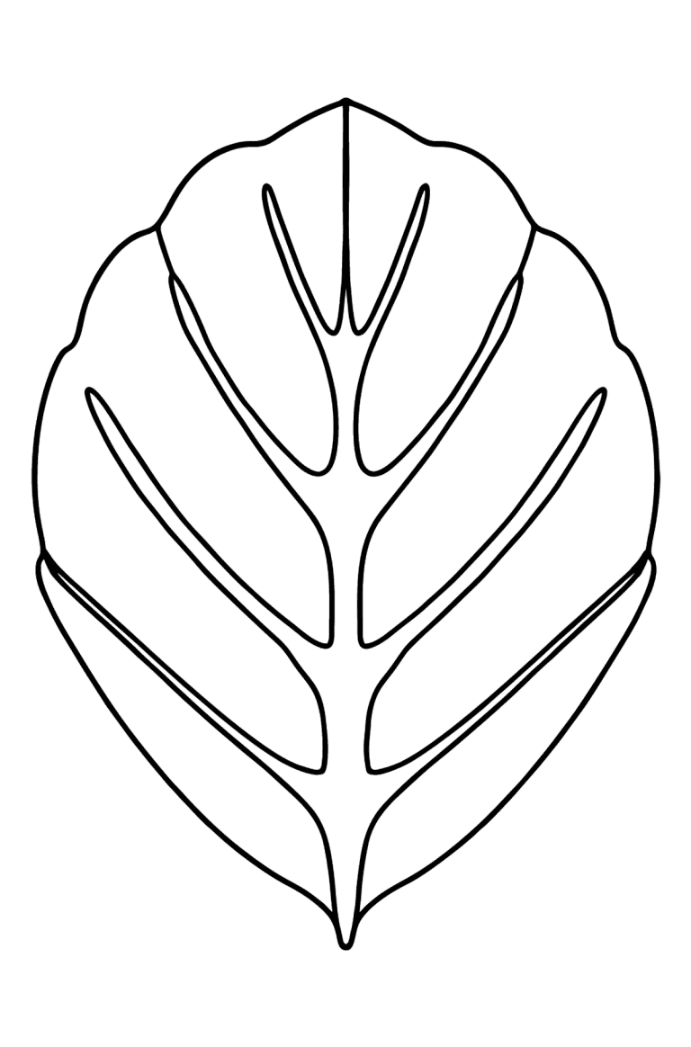 Mewarnai gambar pohon dan daun - Unduh, cetak, online!