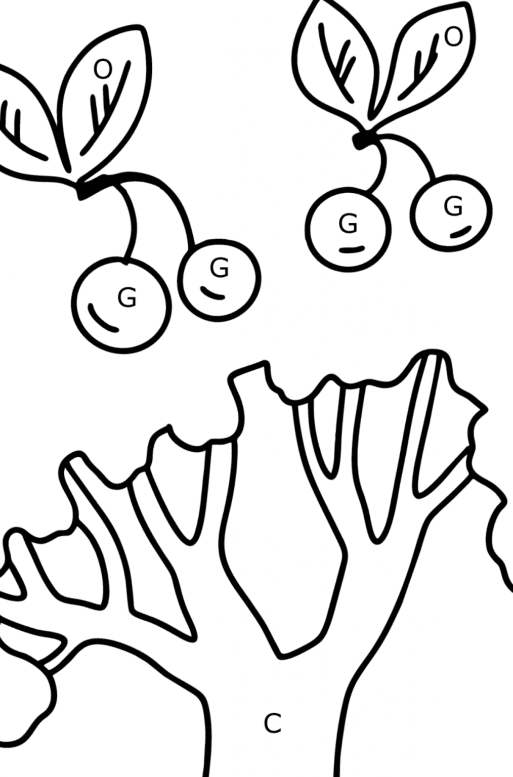 Mewarnai gambar pohon ceri - Online dan Cetak Gratis!