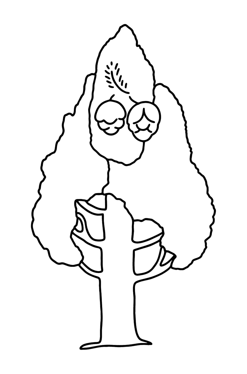 Mewarnai gambar pohon dan daun - Unduh, cetak, online!