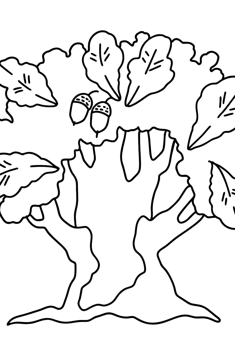 Mewarnai gambar kayu ek keras - Online dan Cetak Gratis!