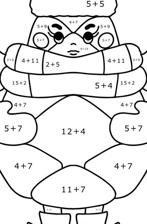 Coloriage Pomme de pin en hiver avec des yeux ♥ En ligne