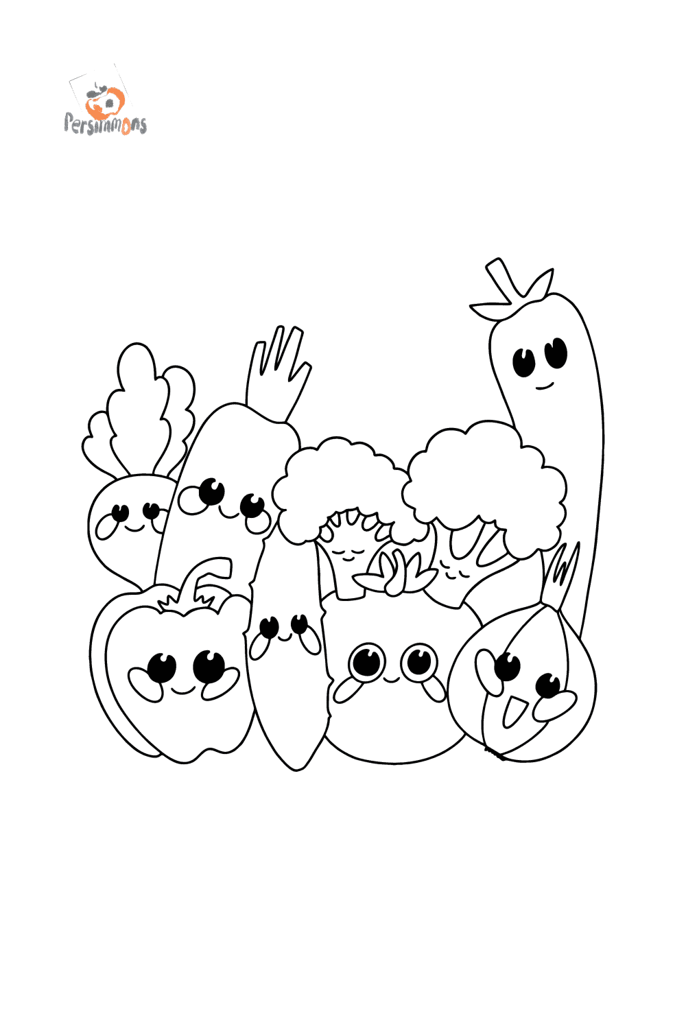 Boyama sayfası Komik sebzeler | Coloring-for-Kids.com