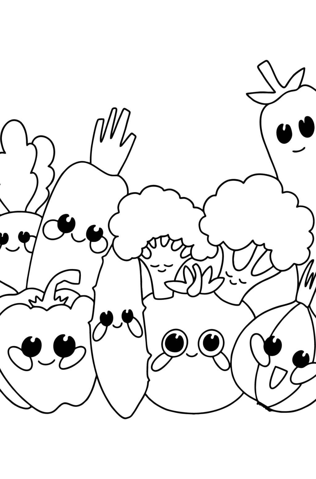 Mewarnai gambar Sayuran - Unduh, cetak, online untuk anak-anak!