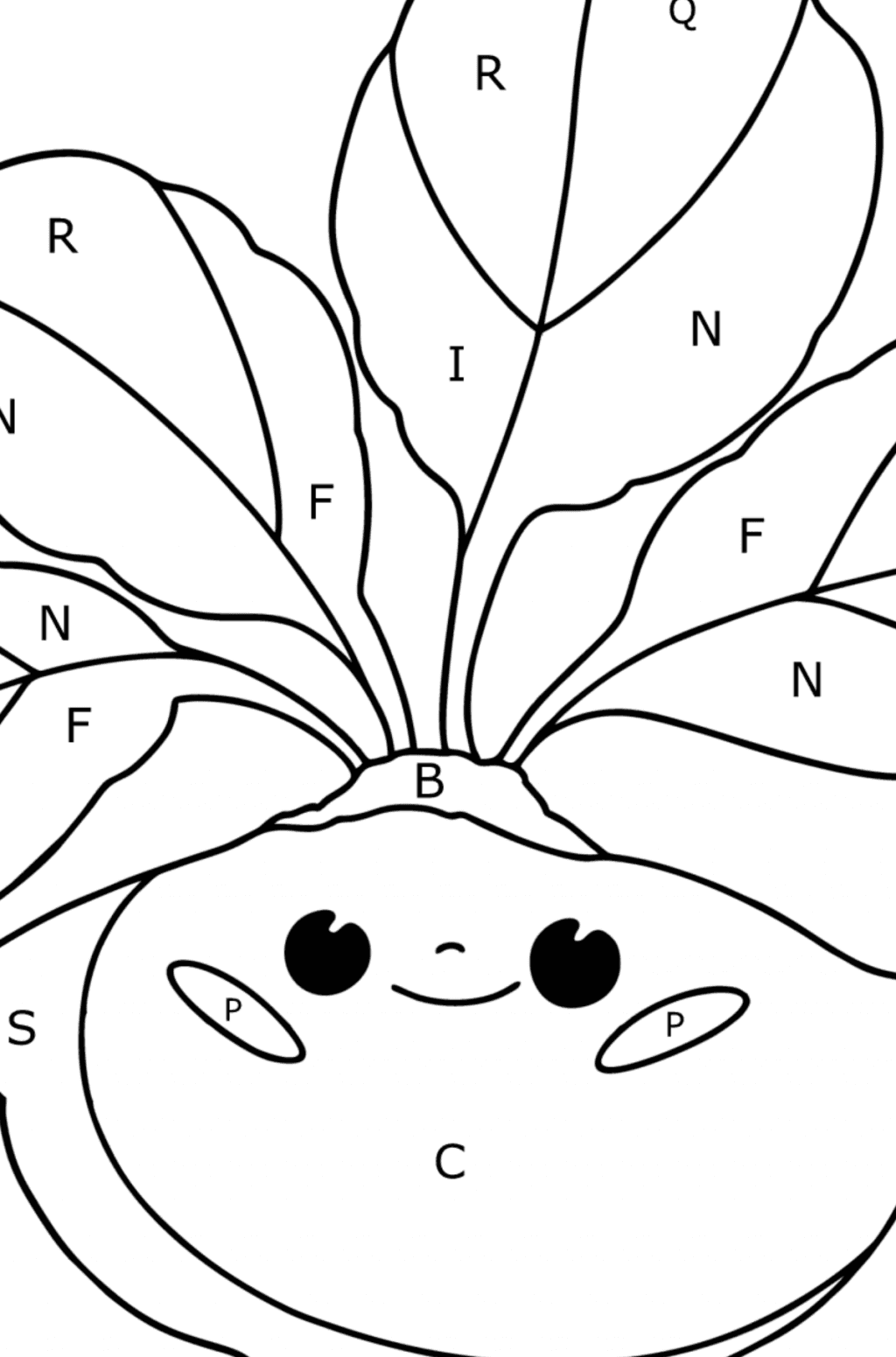 Cute turnip сoloring page ♥ Online and Printable for Free!