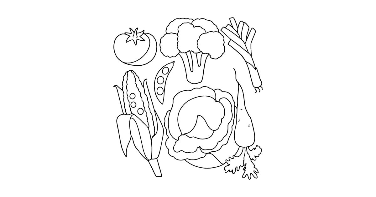 Mewarnai gambar Sayuran - Unduh, cetak, online untuk anak-anak!