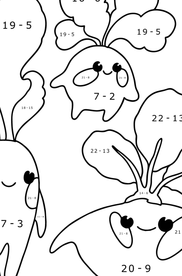 Mewarnai gambar Sayuran (daikon, lobak, bit) - Online dan Cetak