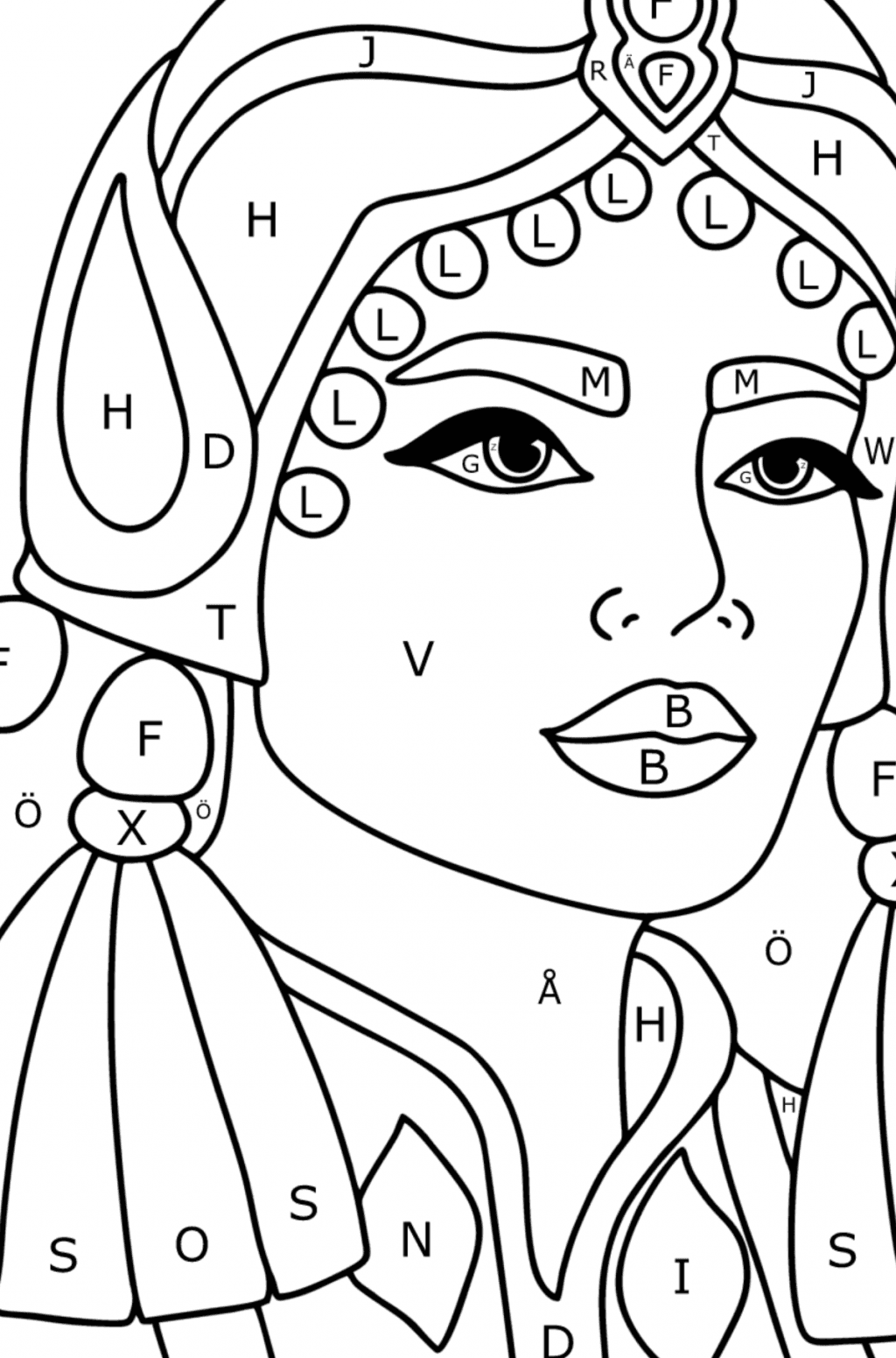 Målarbild Vacker flicka porträtt ♥ Måla Online och Skriv ut Gratis!