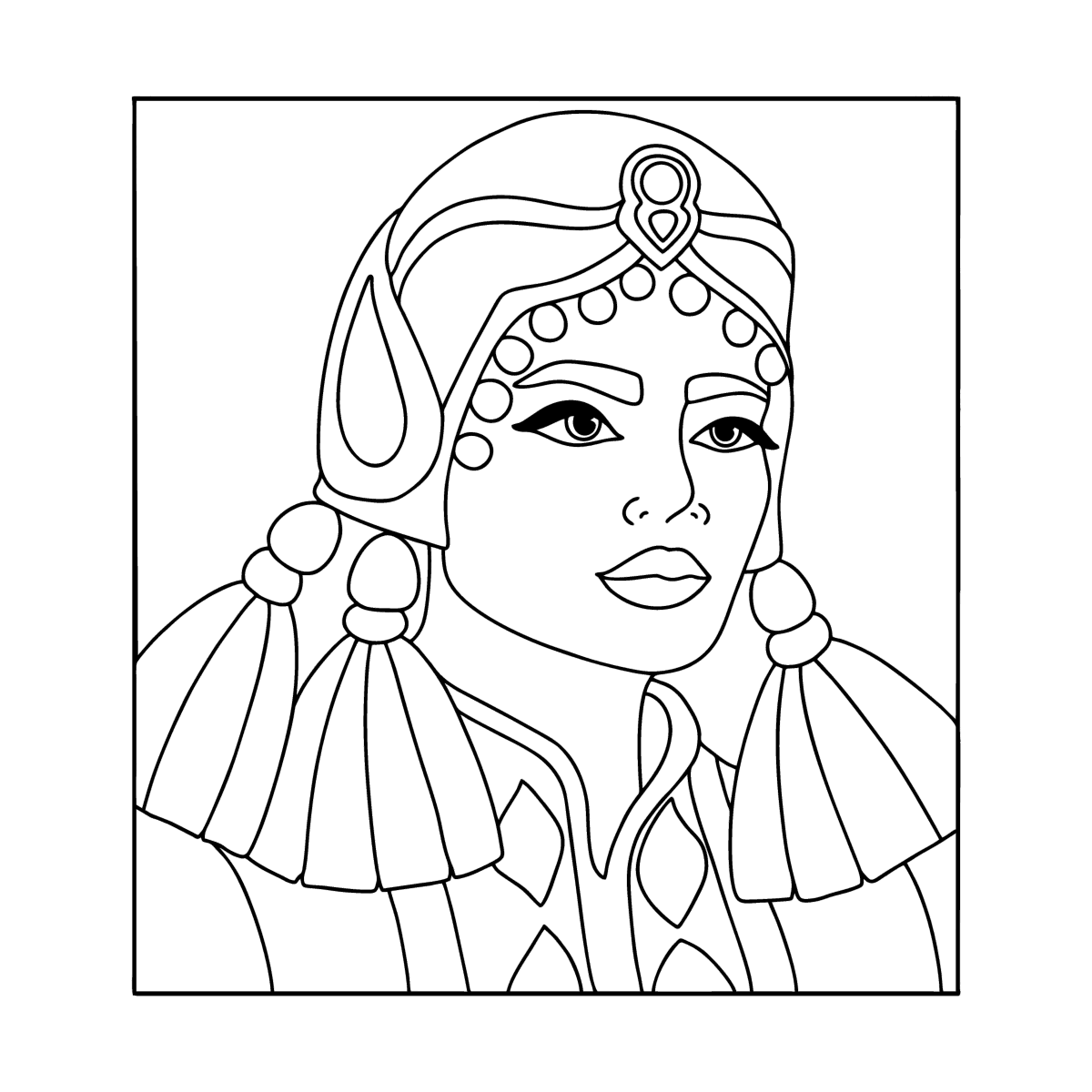 Målarbild Vacker flicka porträtt ♥ Måla Online och Skriv ut Gratis!